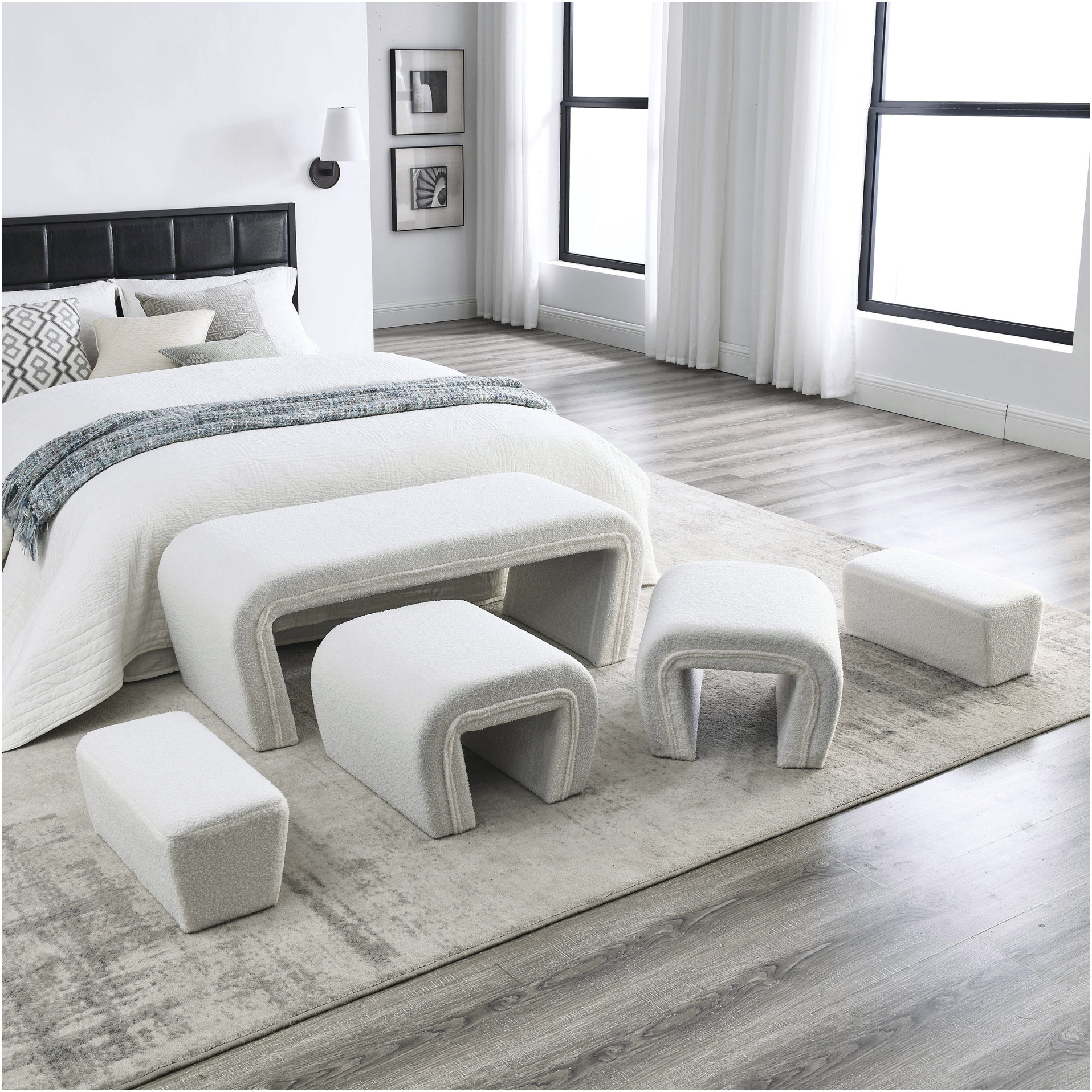 Latitude Run® 46" W Modern Contemporary Upholstered Nesting Bench, Including Four Nesting ...